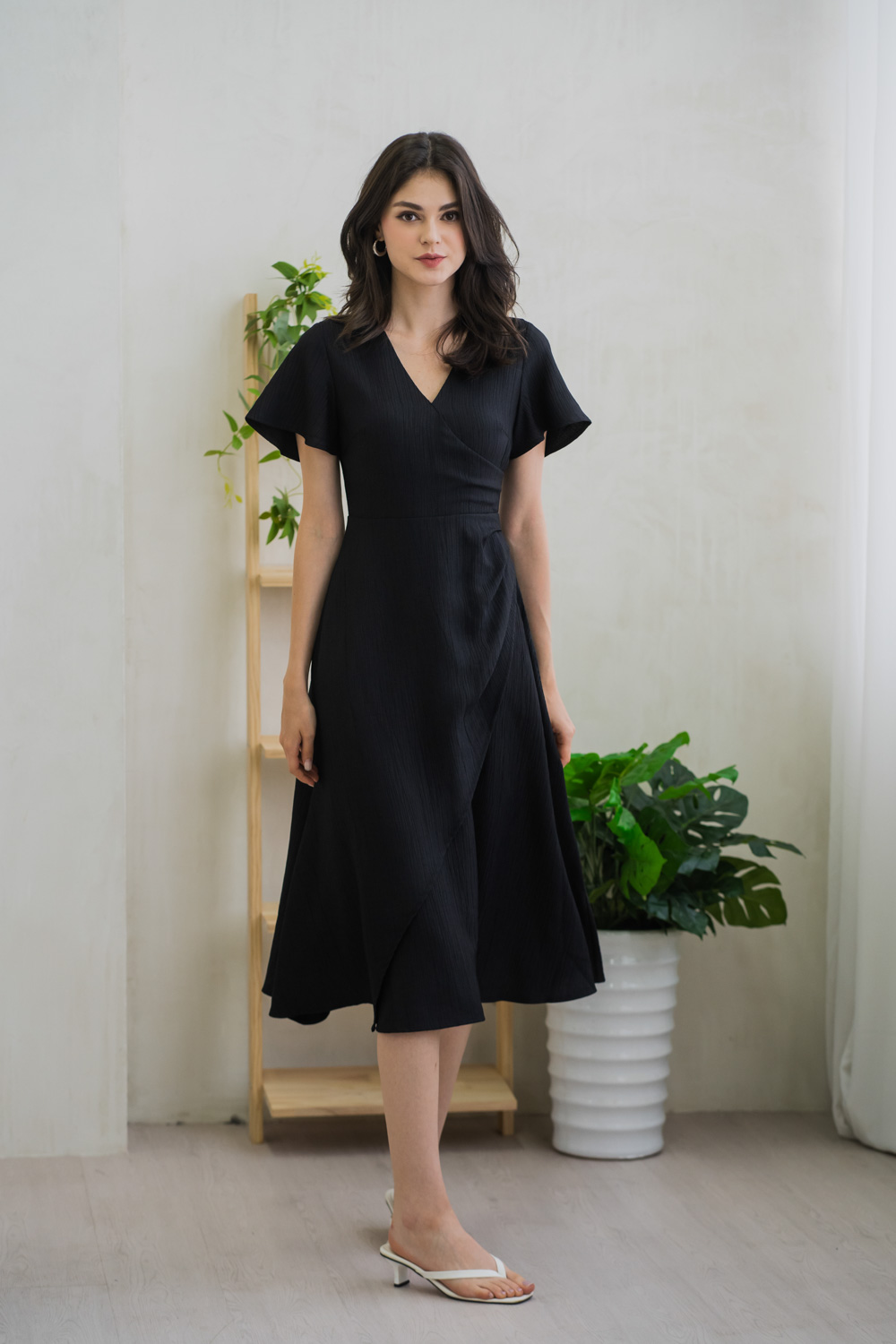 Gracie Side Ruched Wrap Maxi Dress In Blue