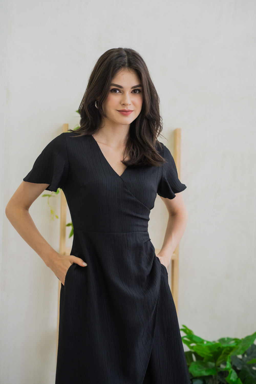 Gracie Side Ruched Wrap Maxi Dress In Blue