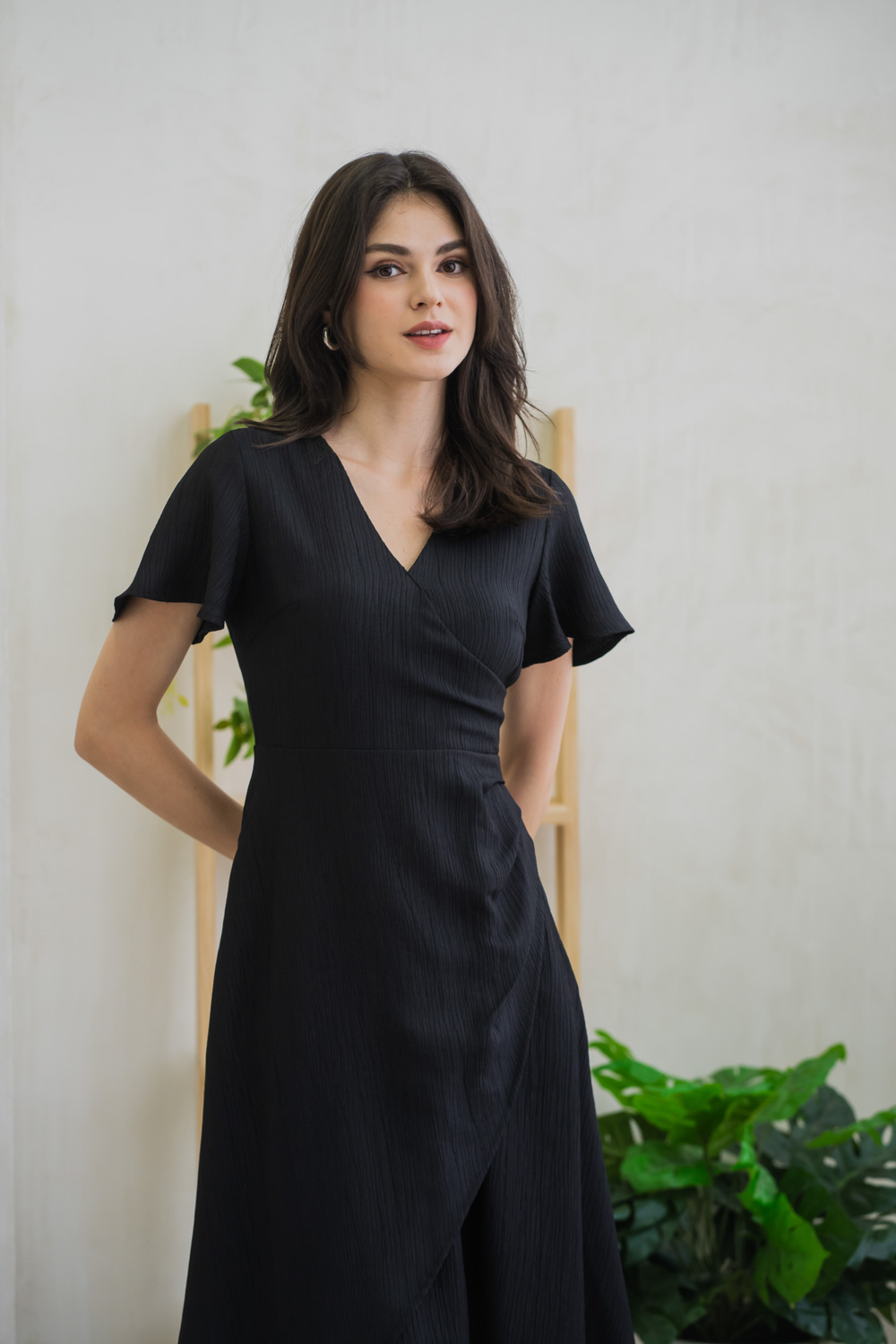 Gracie Side Ruched Wrap Maxi Dress In Blue