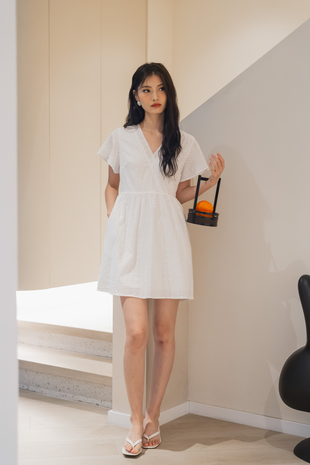 Edena Eyelet Dress In White