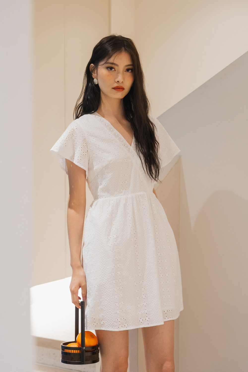 Edena Eyelet Dress In White