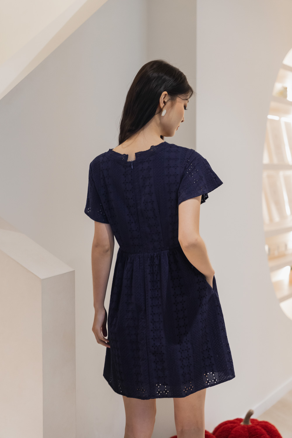 Edena Eyelet Dress In Navy