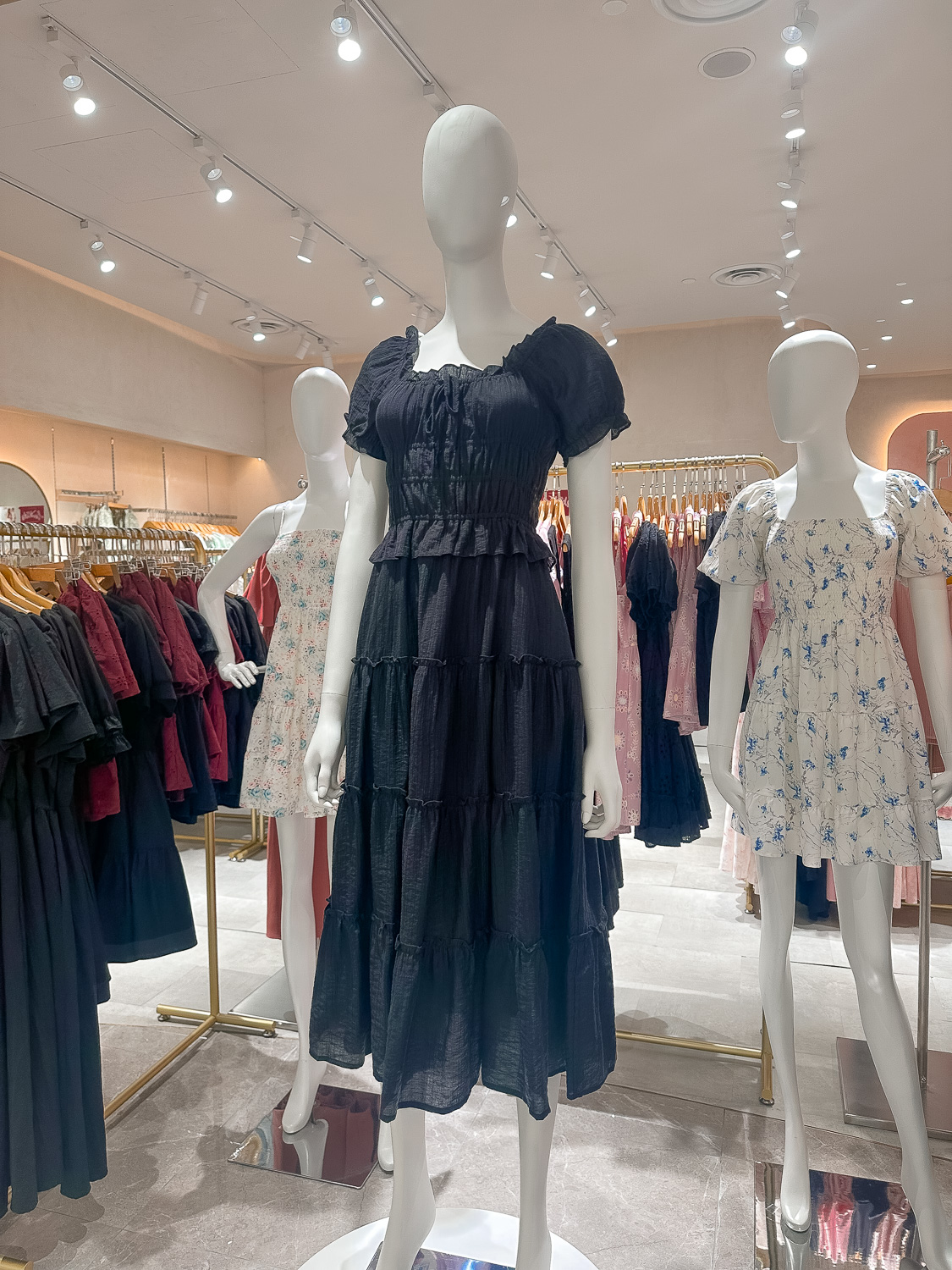 Ripple Textured Ruffles Tiered Midi Dress In Black