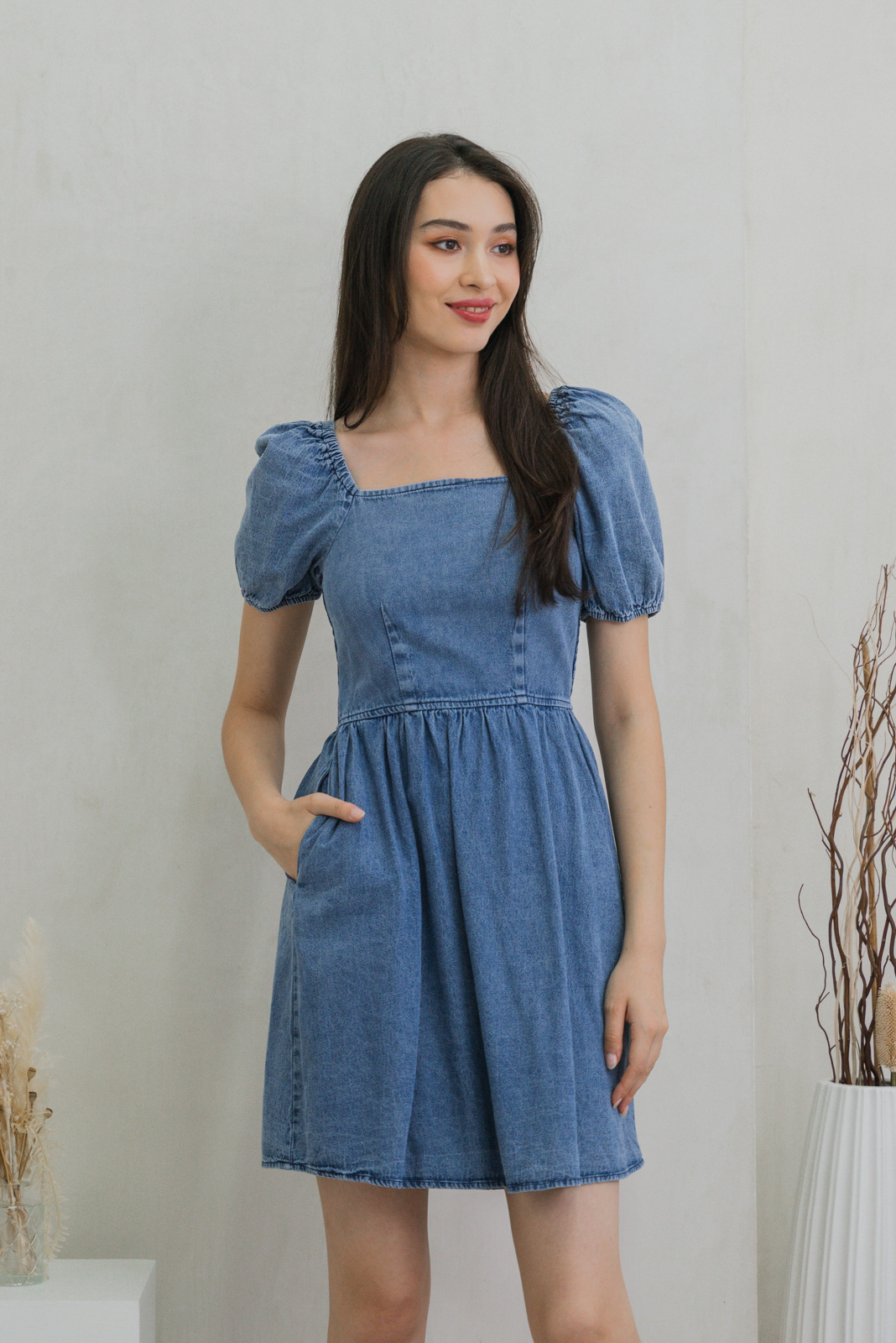 Nolana Denim Smocked Back Dress