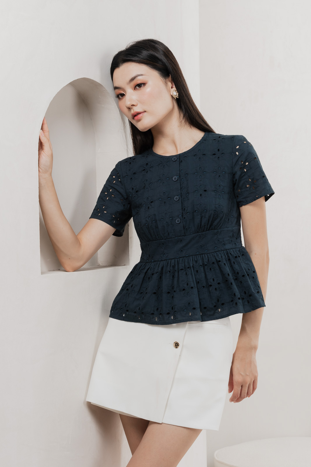 Best Eyelet Button Top In Emerald