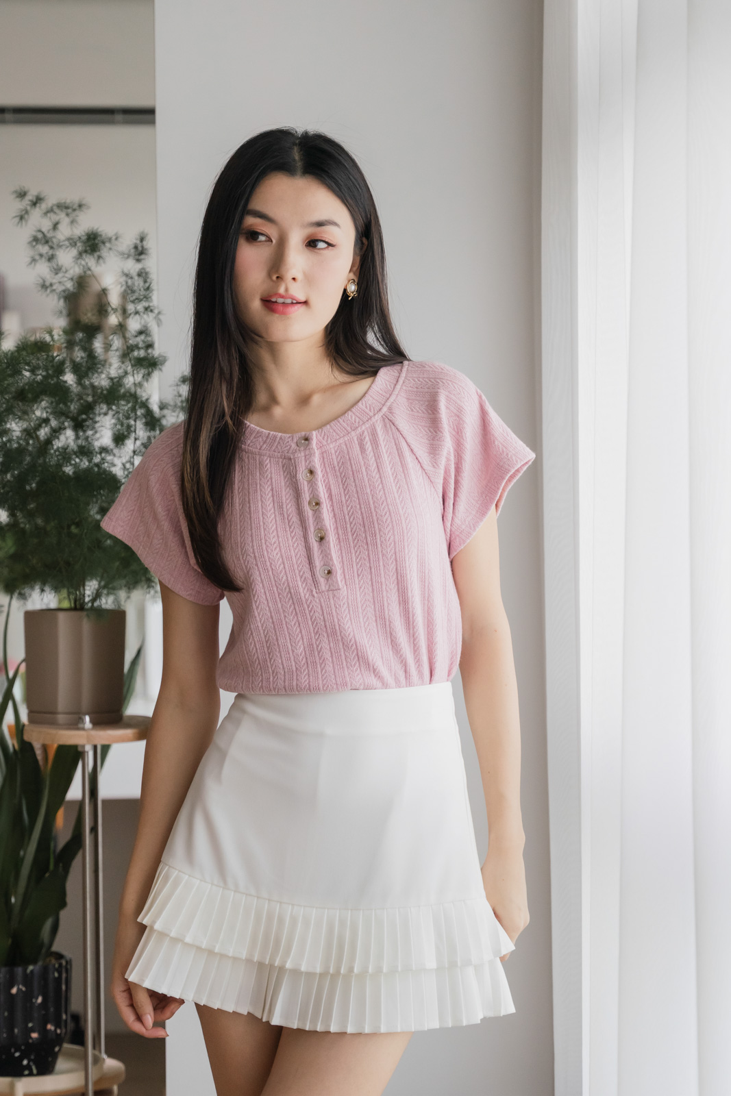 Boyce Buttons Knit Top In Pink
