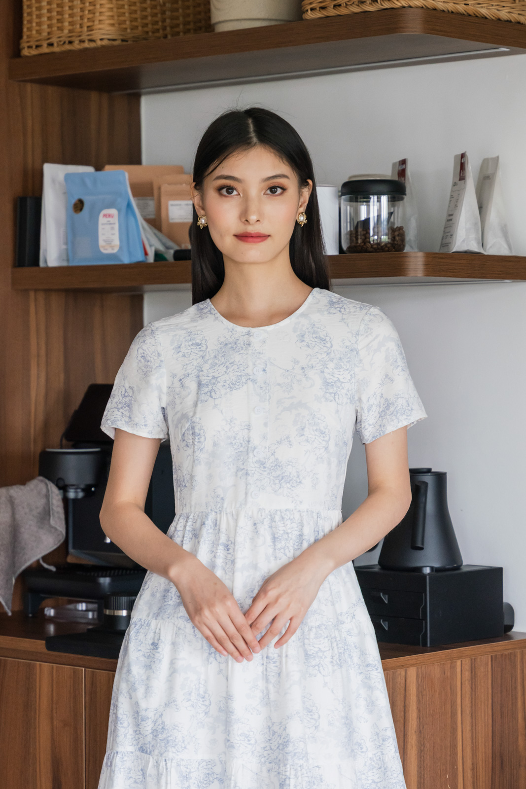 Beam Toile Buttons Midi Dress