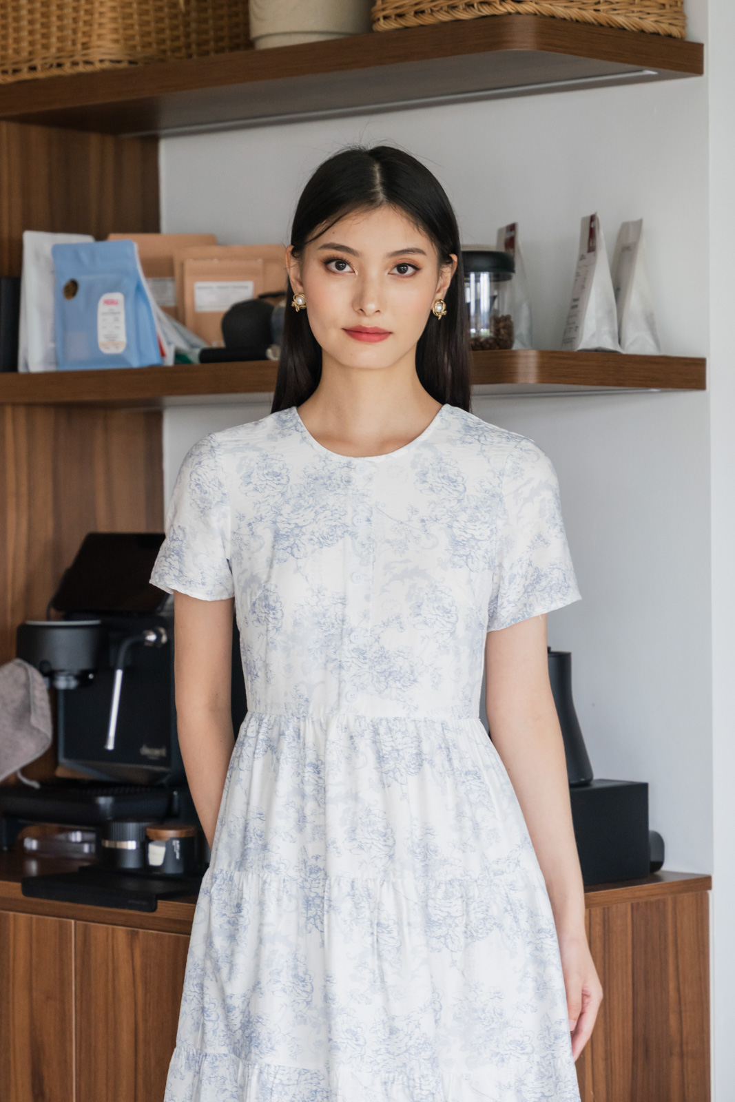Beam Toile Buttons Midi Dress