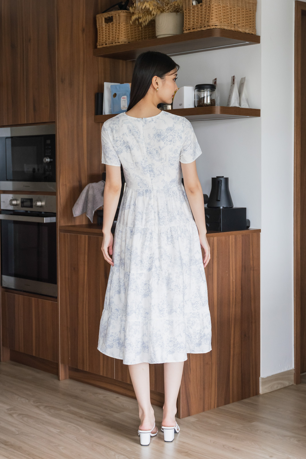 Beam Toile Buttons Midi Dress